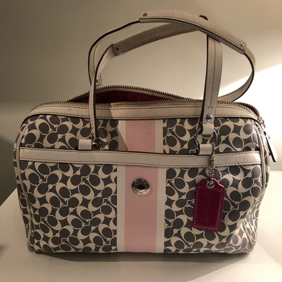 Coach | Bags | White And Pink Coach Barrel Bag | Poshmark